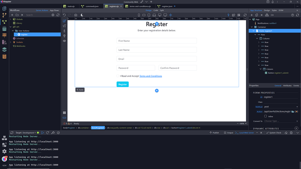 Form Without Server Connect Dynamic Actions Wappler General Wappler