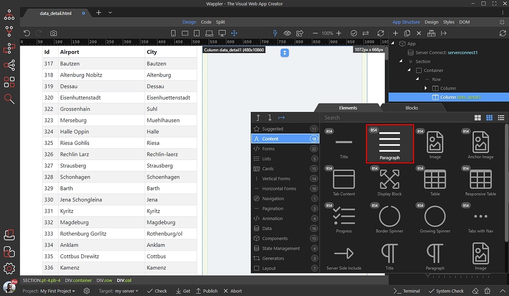 Wappler Documentation - Displaying Record Details with the Data Detail Component