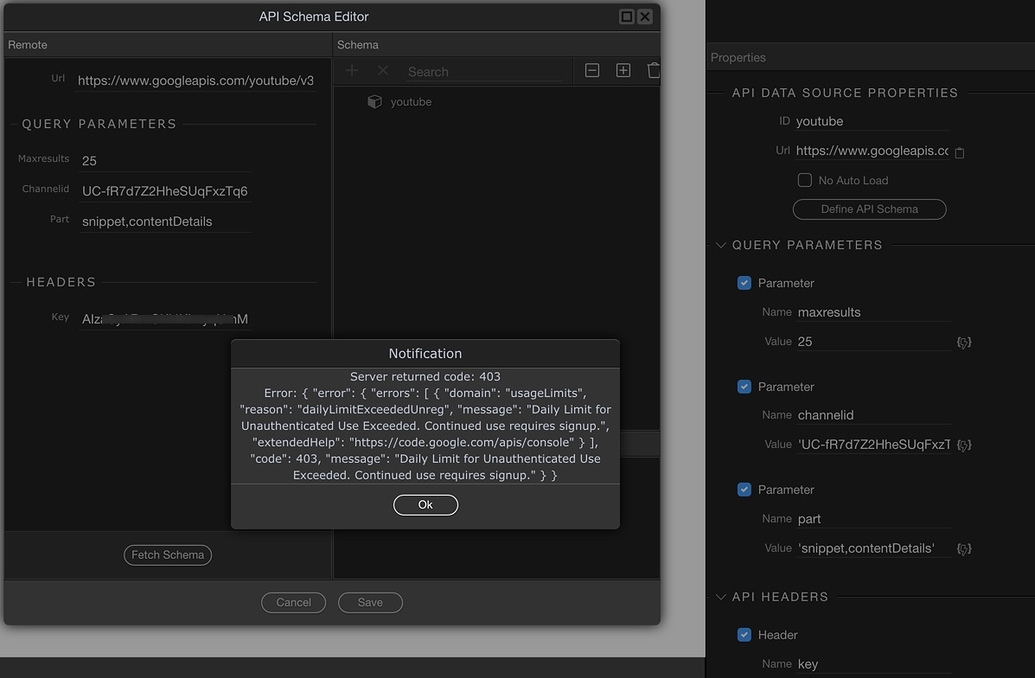 Using the API Data Source with Youtube - Need Help - Wappler Community