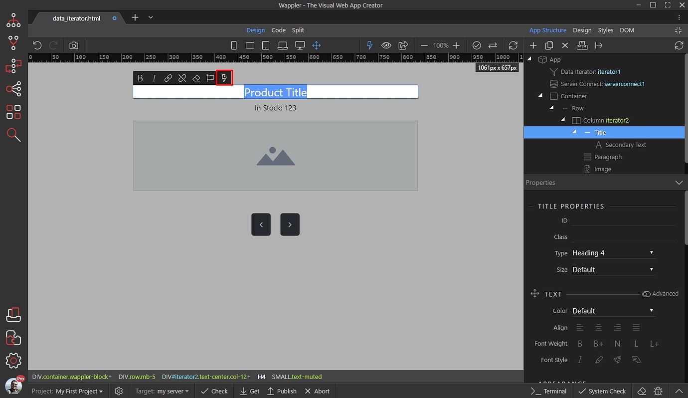 Wappler Documentation Loop Through Database Records With The Data Iterator Component