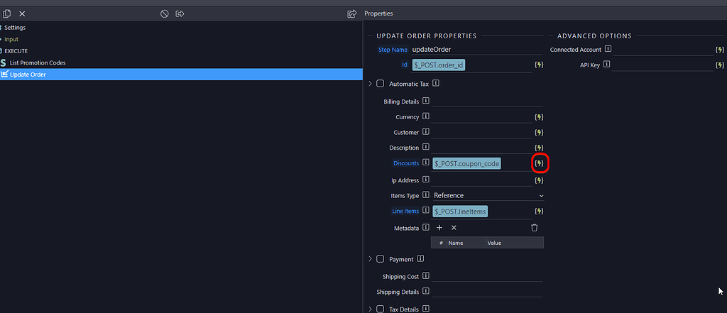 Allow Data Bindings For Update Order Server Action Feature Request Wappler Community