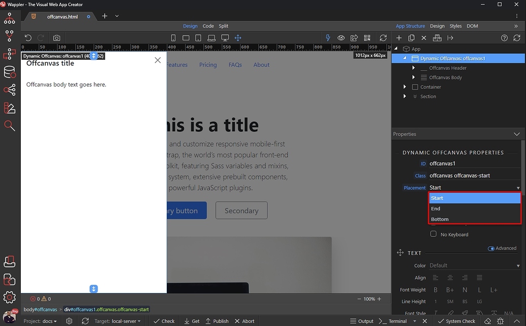 Creating Offcanvas Sidebar With Bootstrap 5 Bootstrap Visual Designer Wappler Community