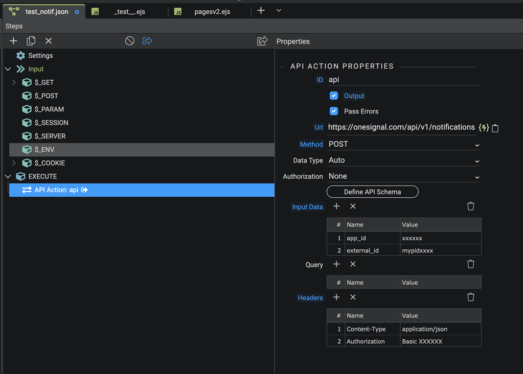 Help With Api Post Server Connect Api Action Onesignal Wappler General Wappler Community