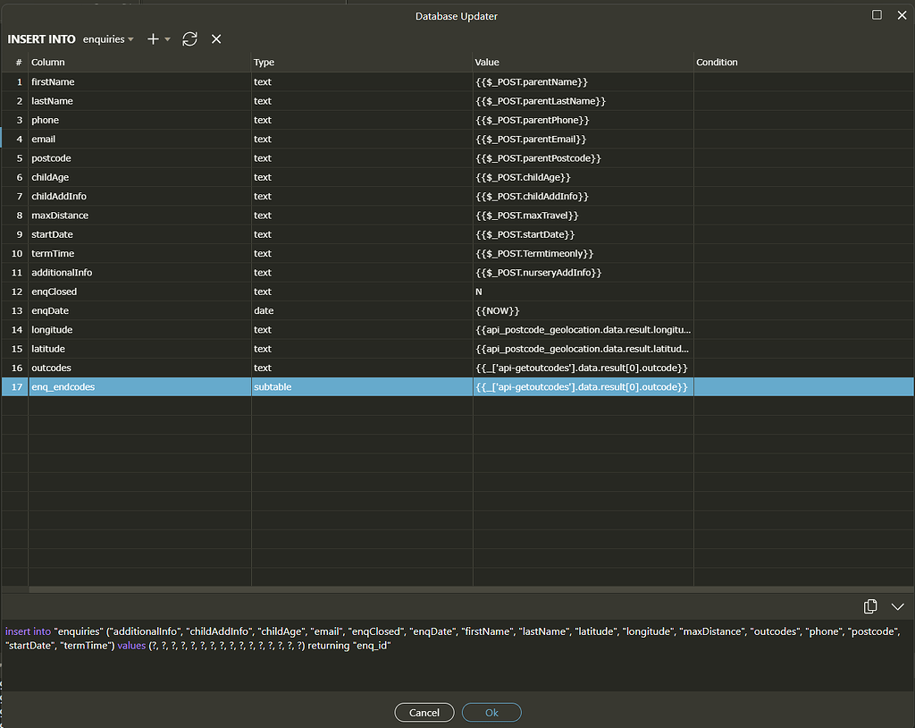 Database insert into table and sub table - Wappler General - Wappler Community