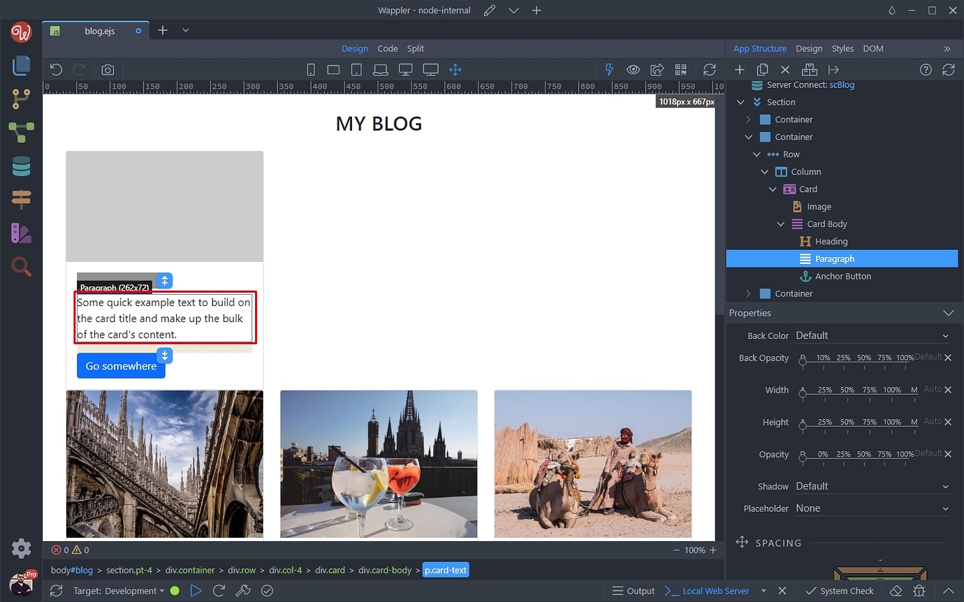 Wappler Documentation - Using Bootstrap 5 Placeholders