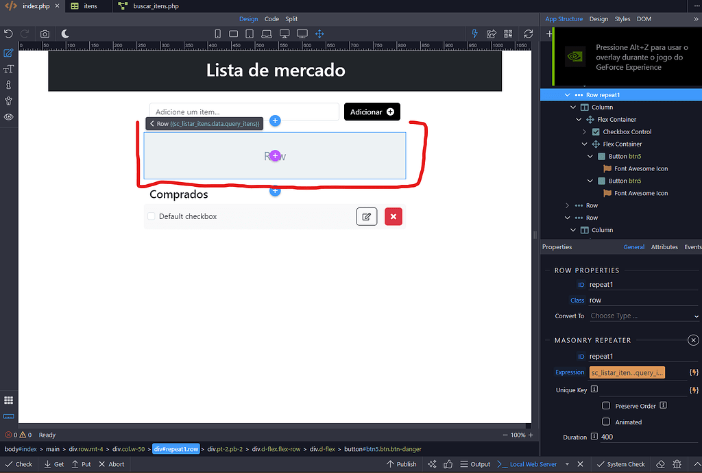 Database Item List Does Not Load In Wappler Only In Local Browser