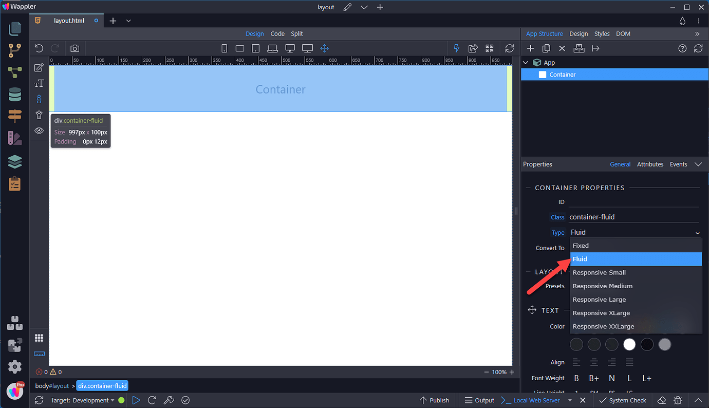 Wappler Documentation - Bootstrap Layout