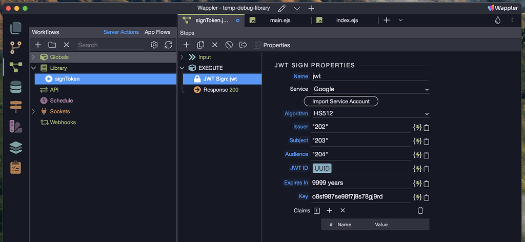 Included library action output not available in API workflow - Bugs - Wappler Community