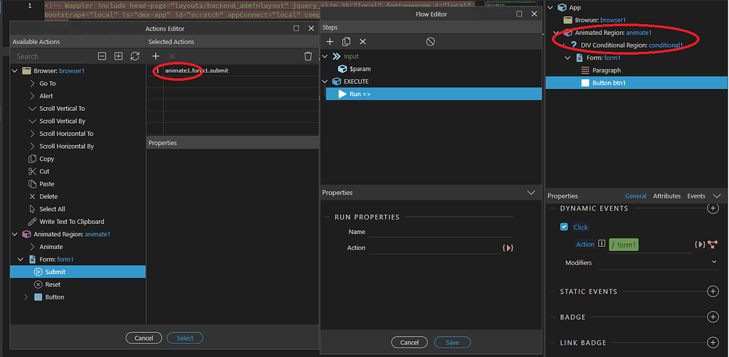 Minor: Action Editor not interpreting conditional regions inside animated regions when ...