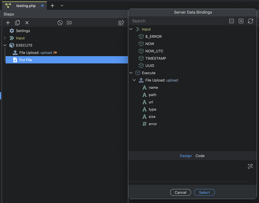 S3 storage "Put File" action can't utilise previous outputs on Node.js, unlike php - Bugs ...