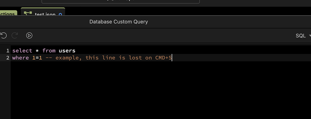 Custom Database Custom Query modal looses changes from CMD+S - Bugs - Wappler Community