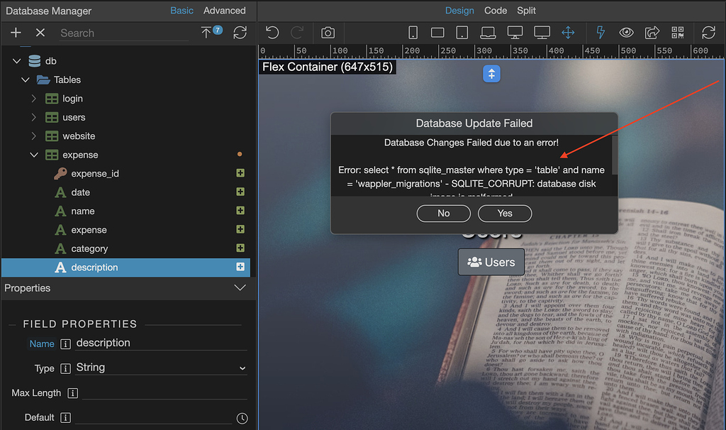 How Do You Fix Sqlite Db Tables When An Update Fails Need Help Wappler Community