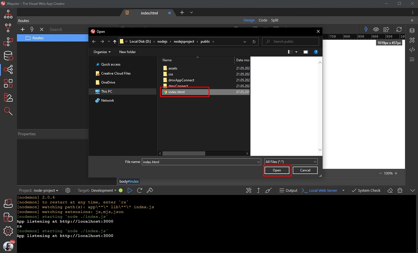 Wappler Documentation Node Js Integration In Wappler