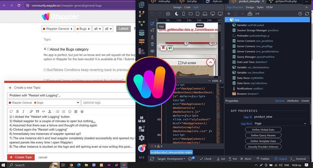 Problem with "Restart with Logging" - Bugs - Wappler Community