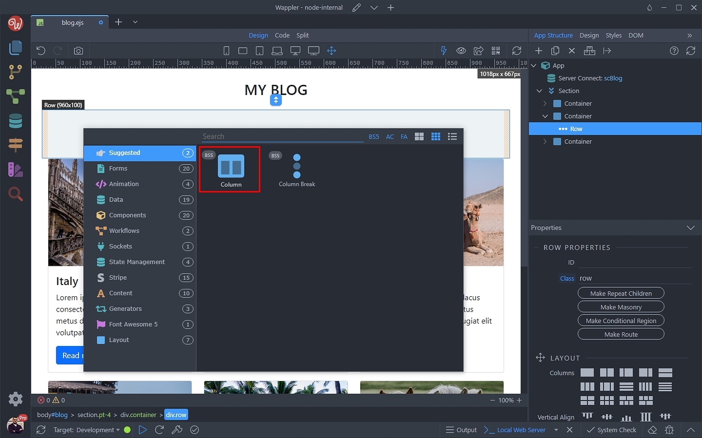 Wappler Documentation - Using Bootstrap 5 Placeholders