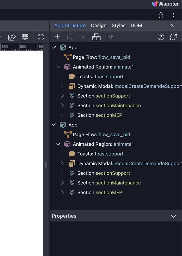 Bug? > app structure pannel element are displayed twice - Bugs - Wappler Community