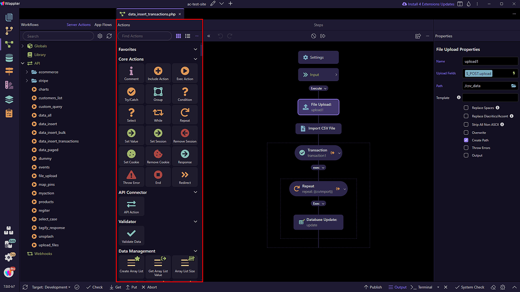 New Actions Panel in Server Connect - Request For Comments - Wappler Community