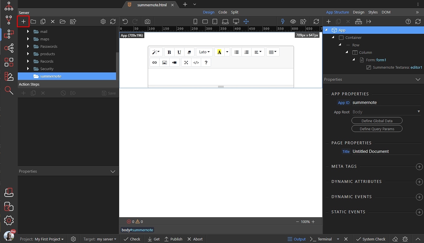 Wappler Documentation Using Summernote Wysiwyg Editor