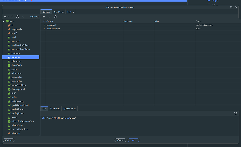 Database Query Output Modification Feature Request Wappler Community
