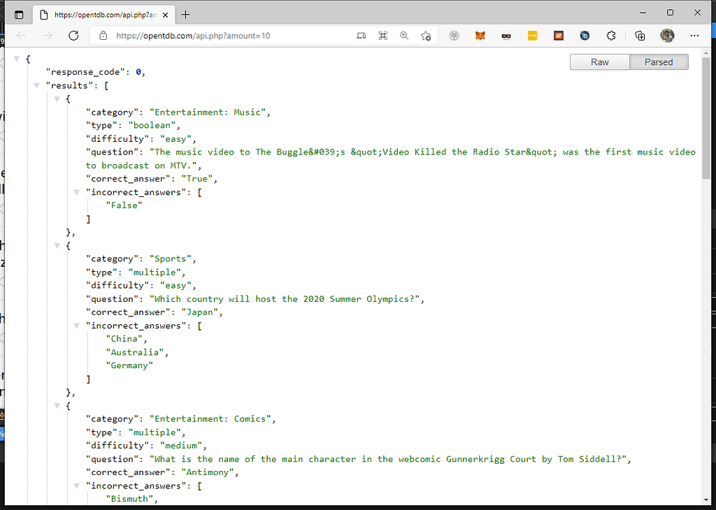 Working With Json Api Manipulating Data And Display With Repeater Open Trivia Db Need Help