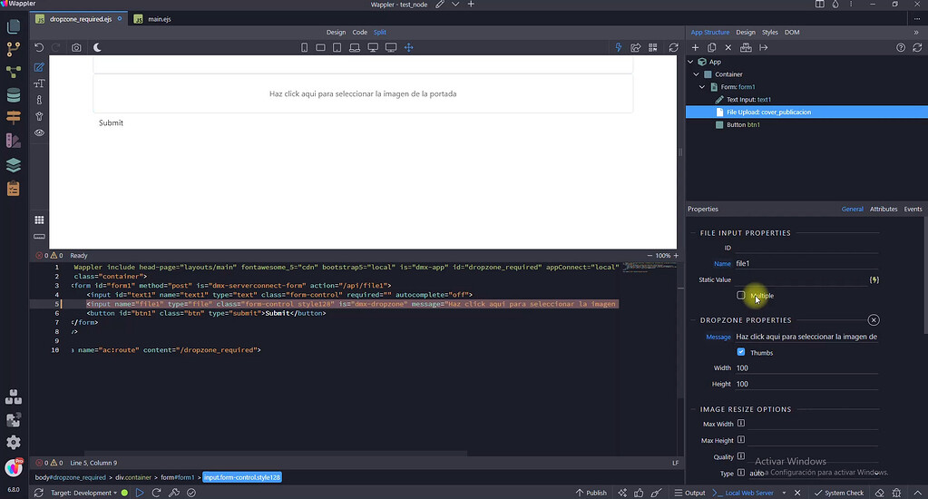 Dropzone, some issues - Bugs - Wappler Community