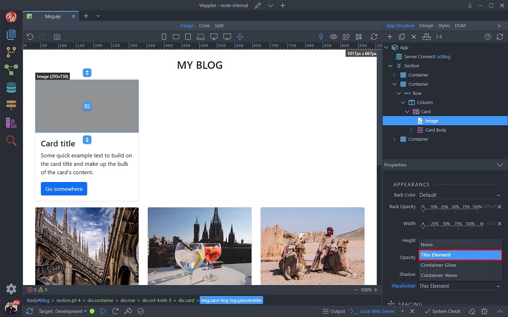 Wappler Documentation - Using Bootstrap 5 Placeholders