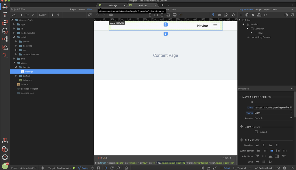 Having an issue with main layout and index content page in NodeJs project - Bugs - Wappler Community