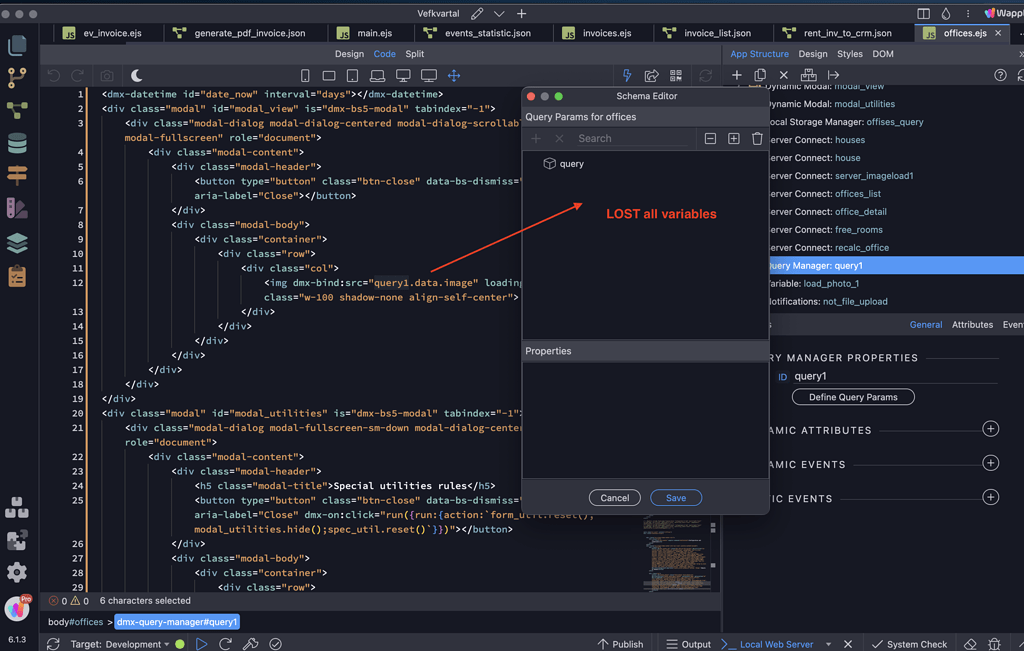 Query Manager Loses Variables Bugs Wappler Community