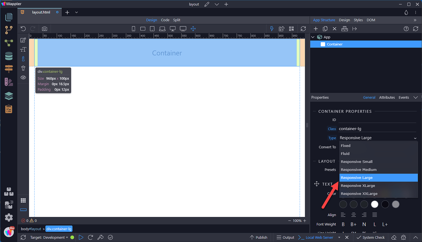 Wappler Documentation - Bootstrap Layout