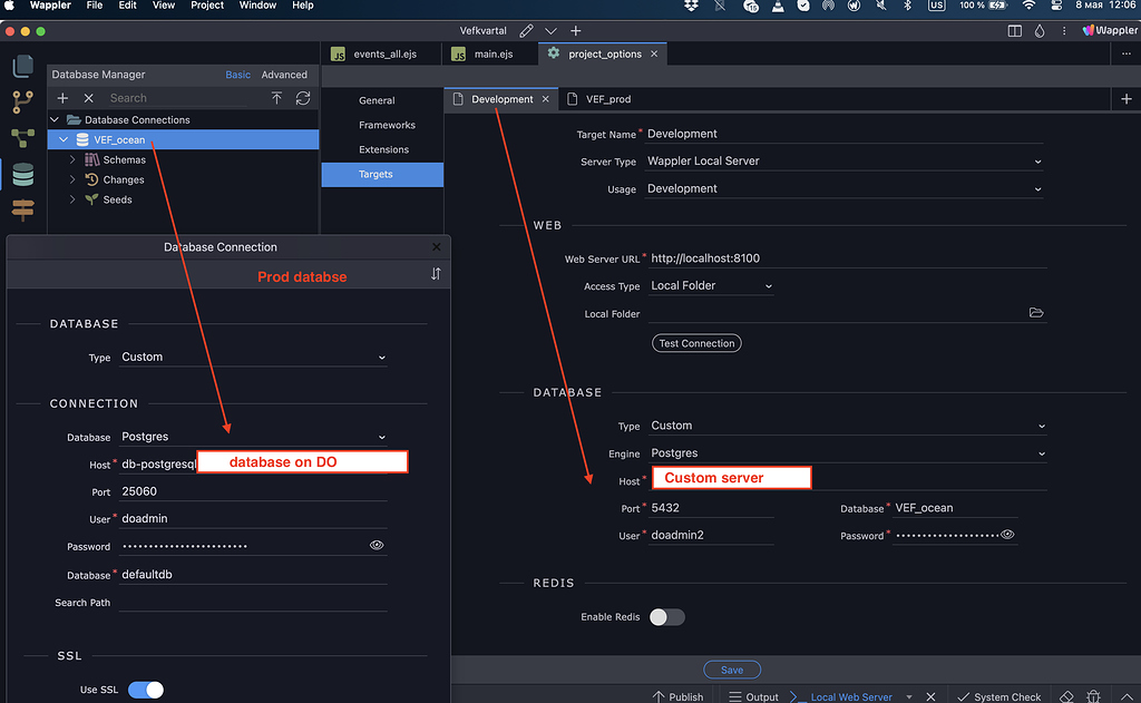 Need clarity with two databases for development and production - Need Help - Wappler Community