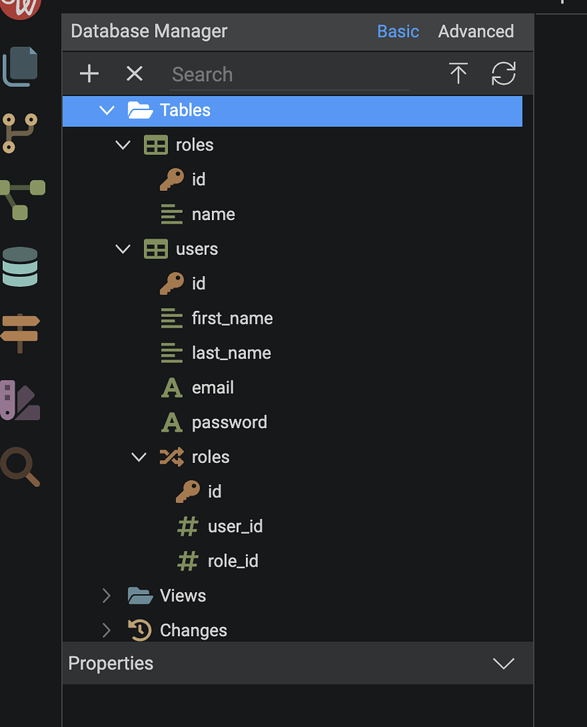 Database modeling users, roles and user_roles table - Wappler General ...