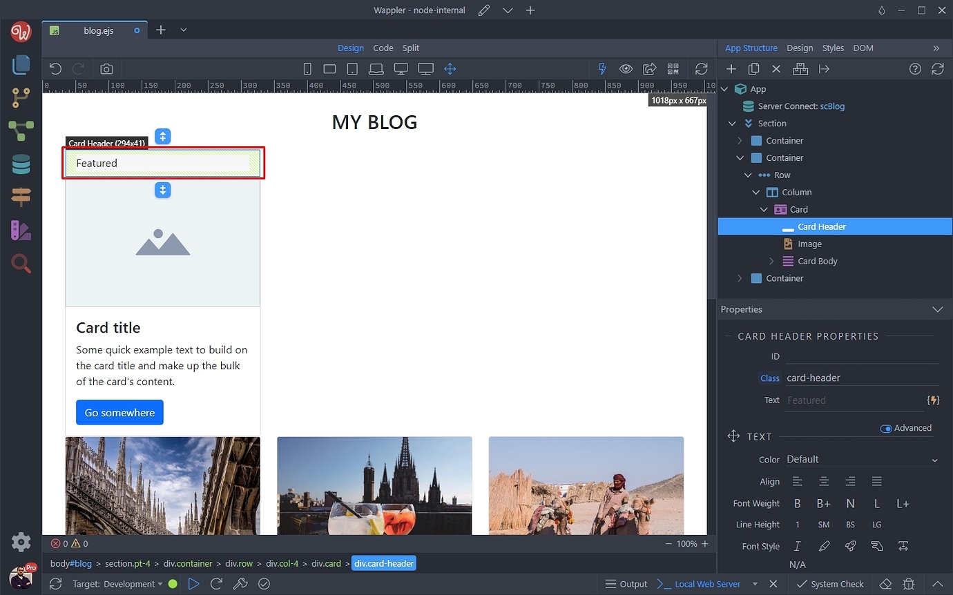 Wappler Documentation - Using Bootstrap 5 Placeholders