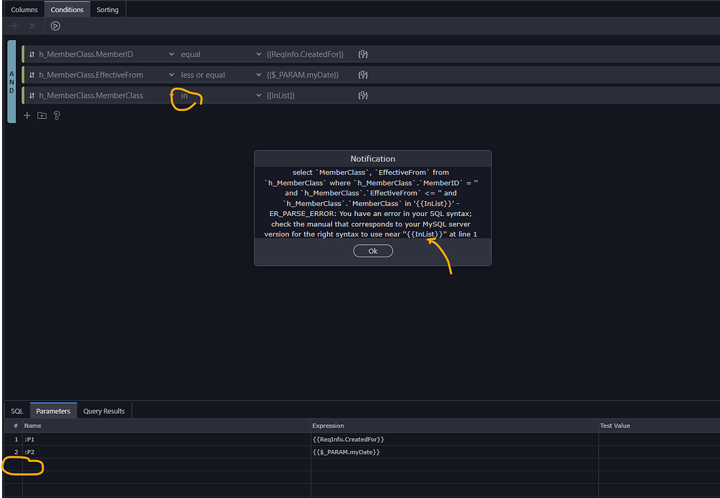 Query builder problem with IN condition - Bugs - Wappler Community