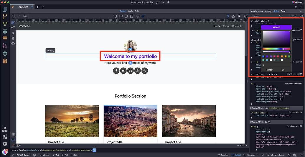 Wappler Documentation Using The Css Styles Panel