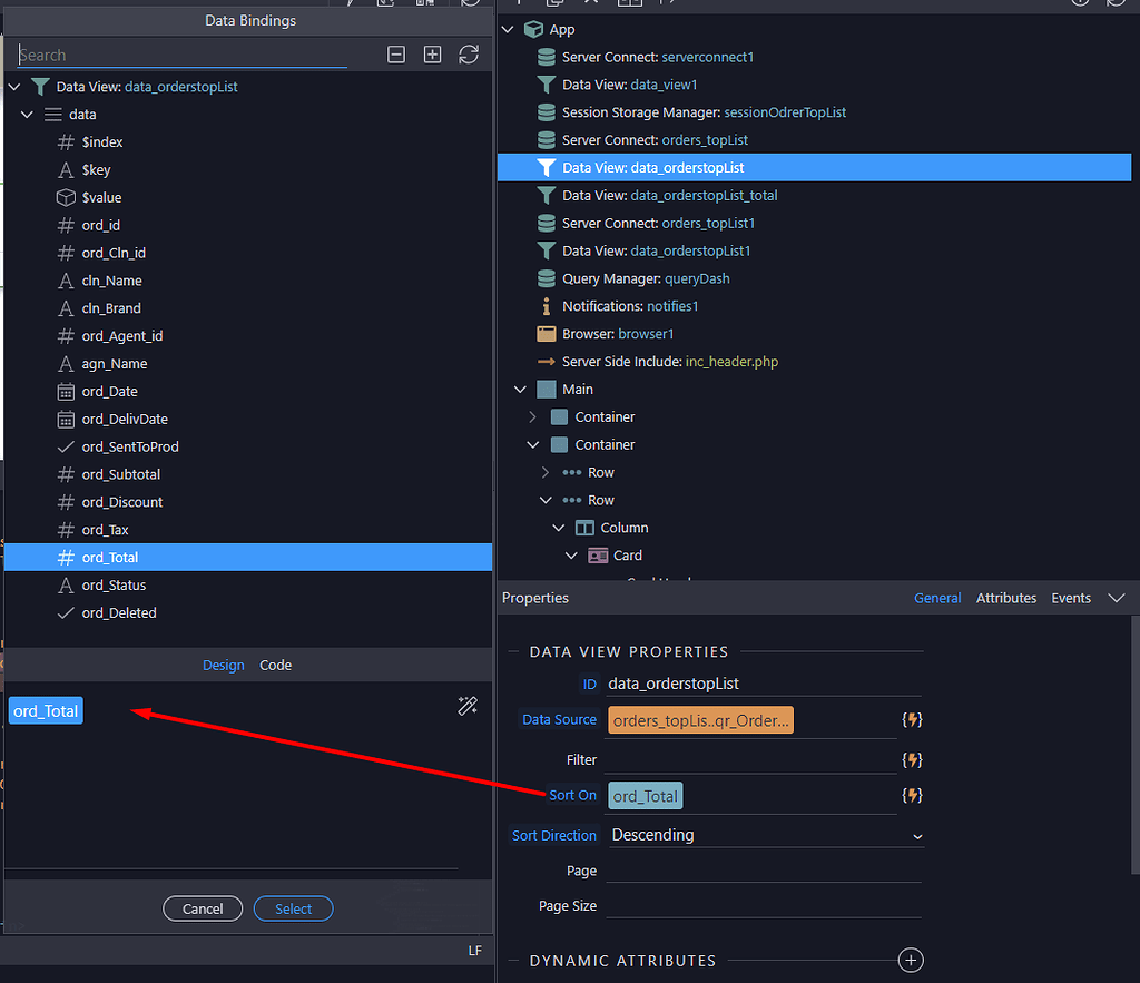 Bs Table Repeat From A Data View How To Sort On A Dataview Column