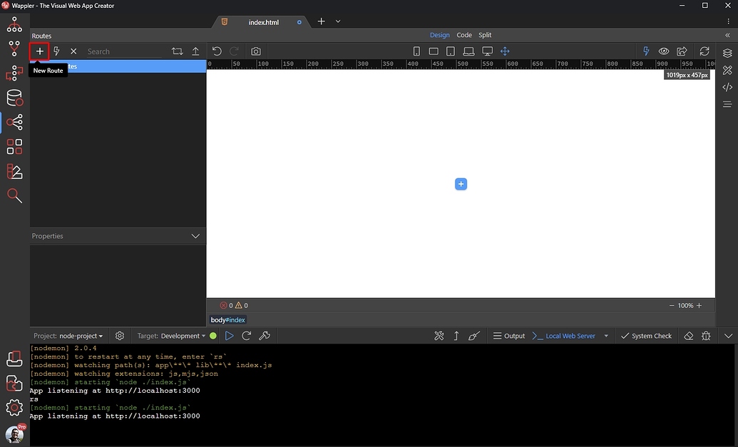Wappler Documentation Node Js Integration In Wappler