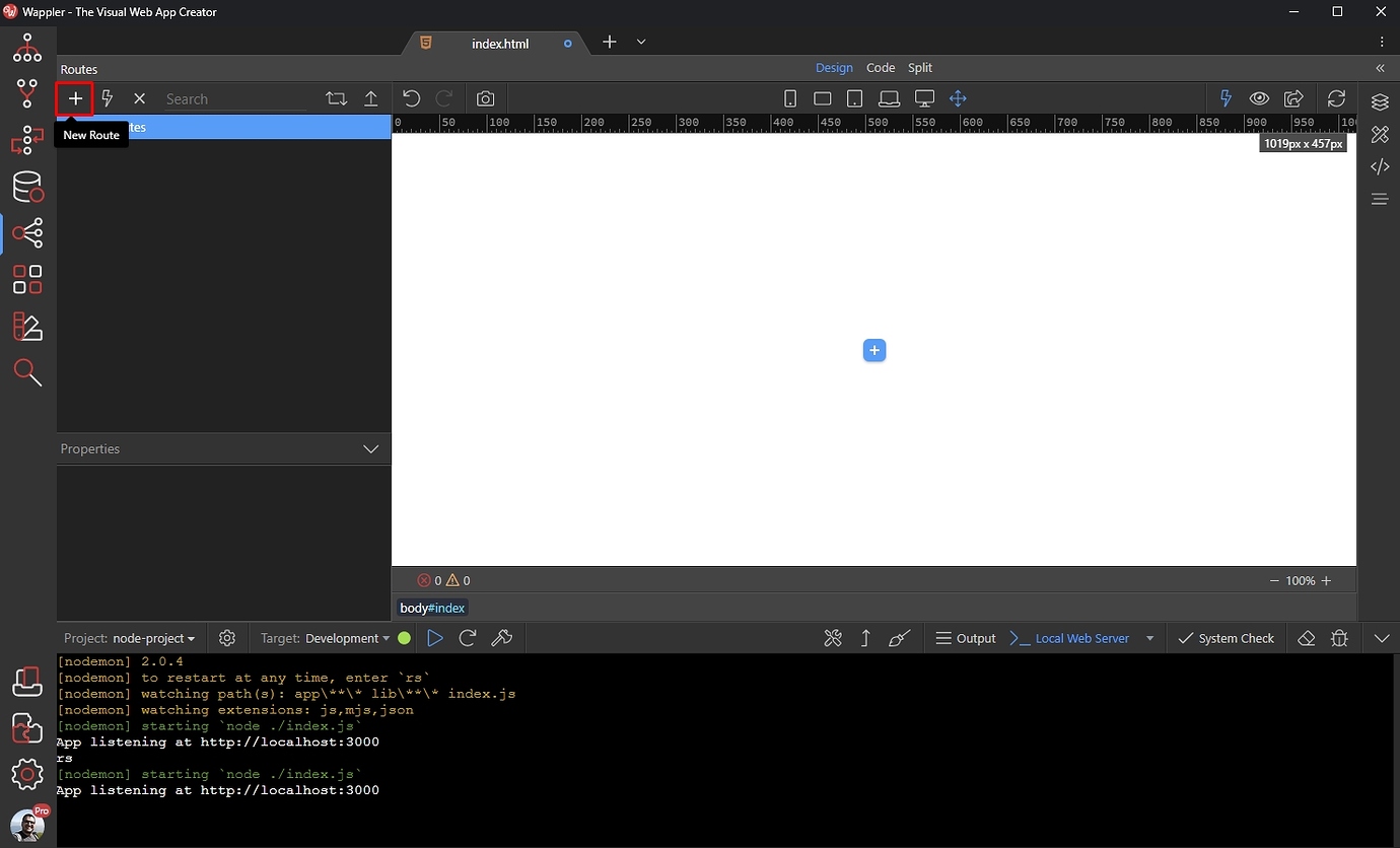 Wappler Documentation Node Js Integration In Wappler