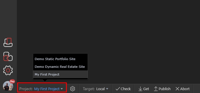 Switching Between Projects · Wappler Docs