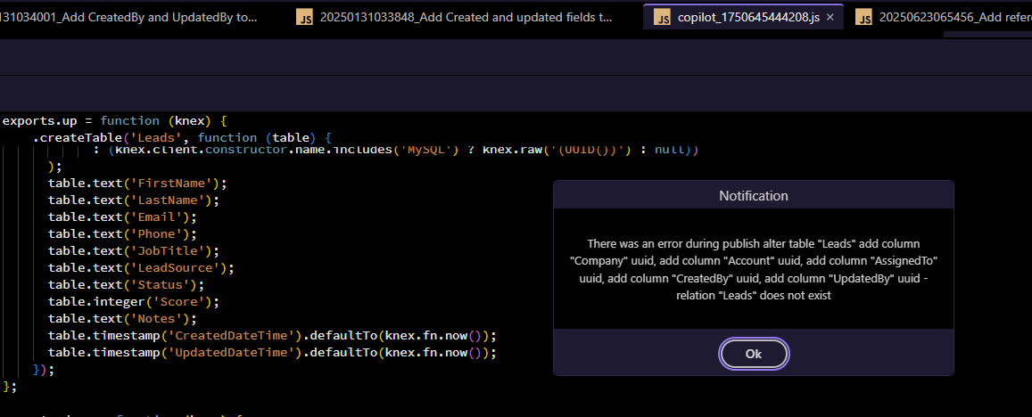 Unable to deploy after attempting to add new table in database manager - Bugs - Wappler Community