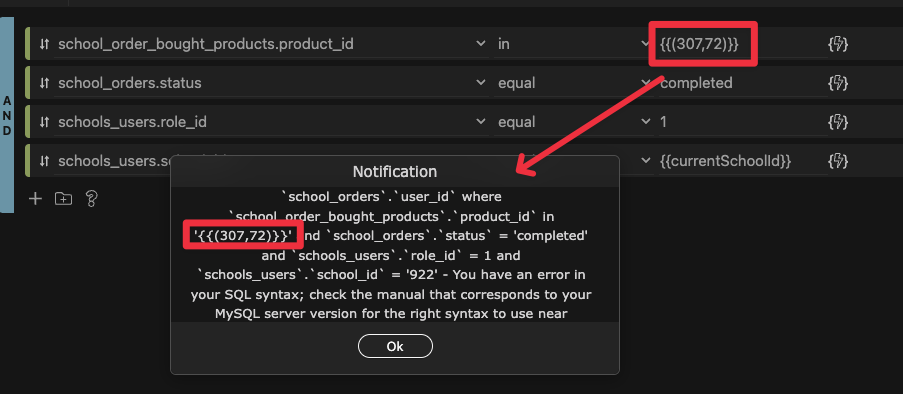 Bug Can T Test Query With In Condition Bugs Wappler Community
