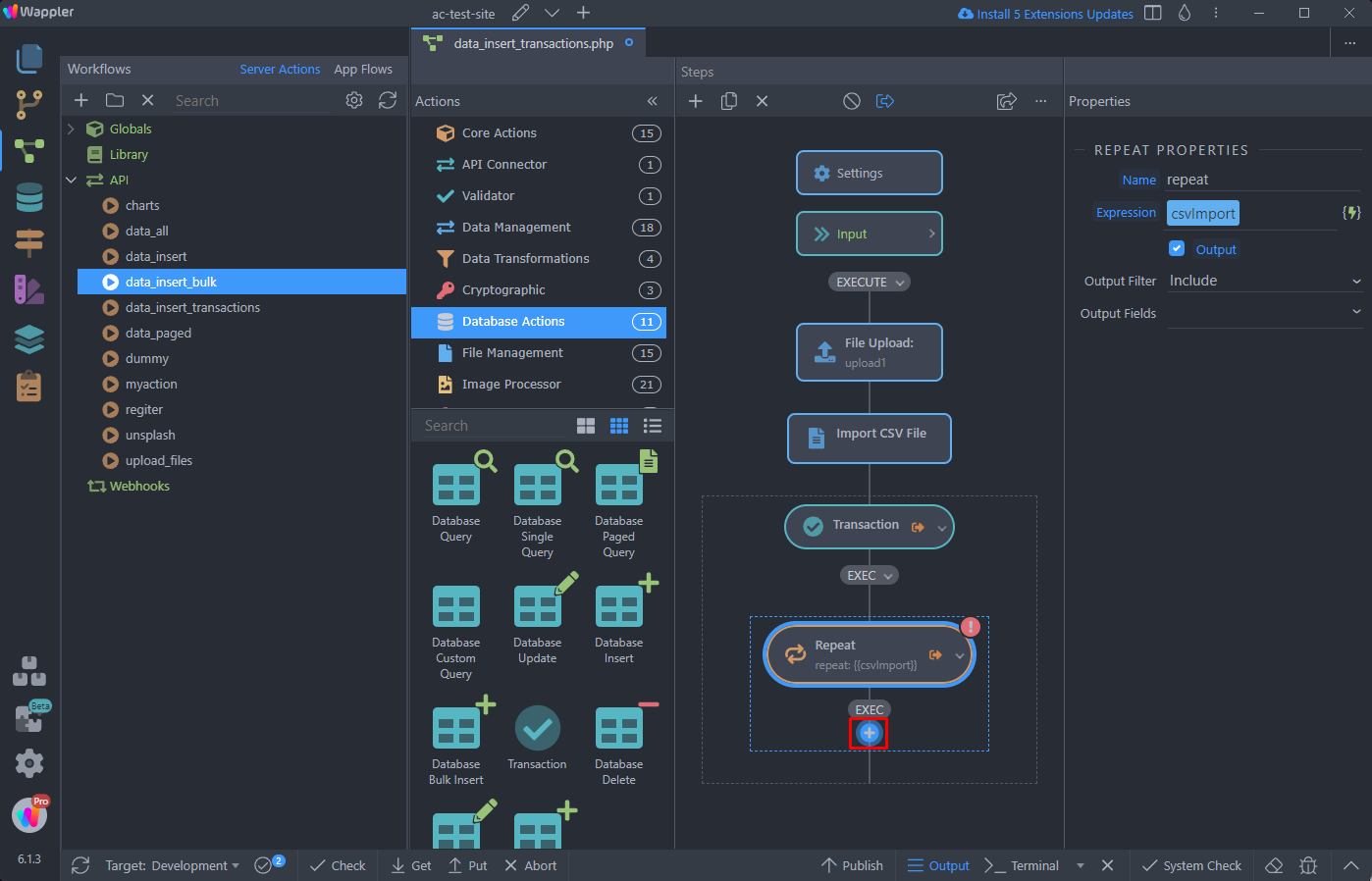 Using Database Transactions Server Side Components Wappler Community