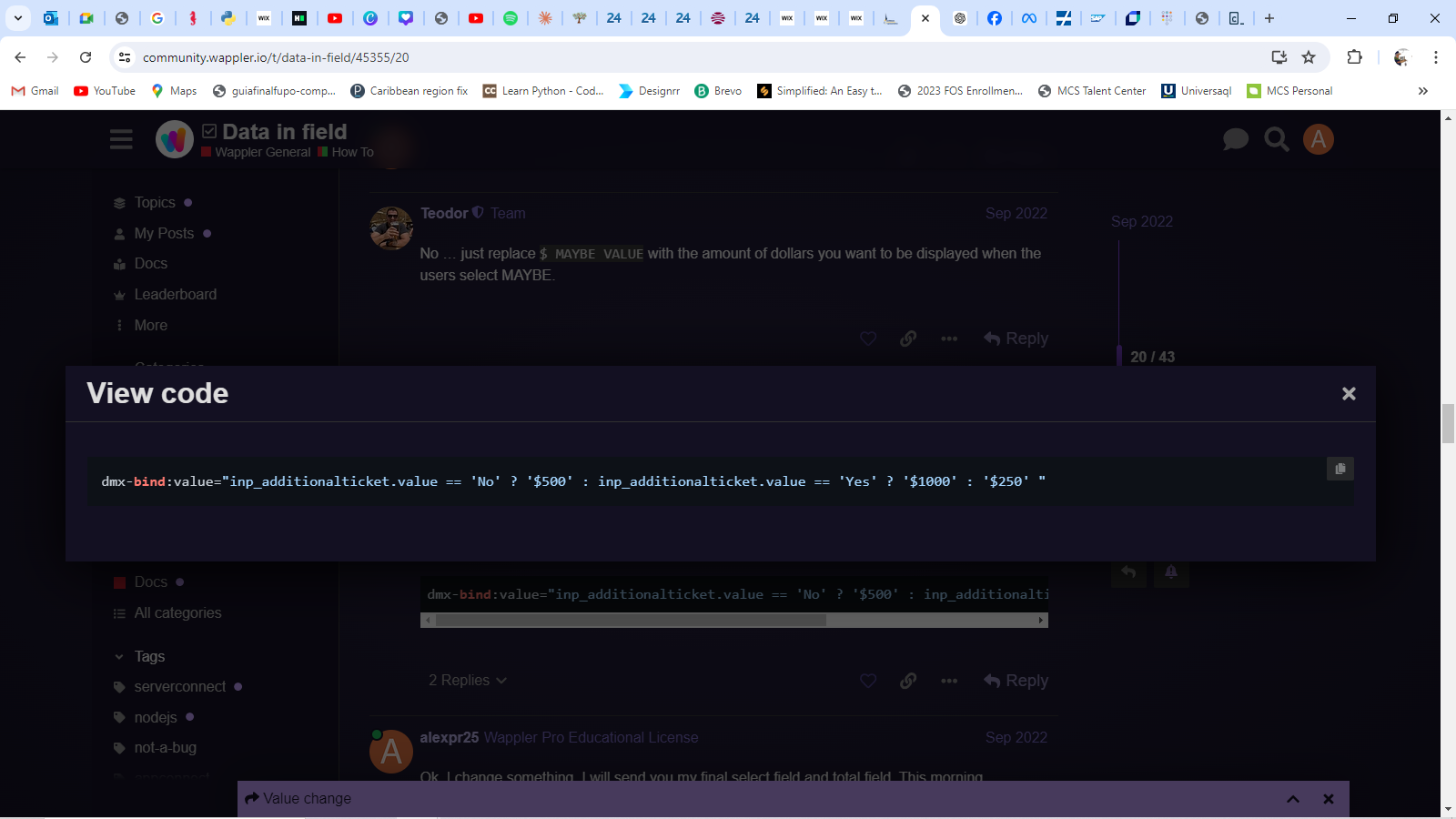 Value change - Need Help - Wappler Community