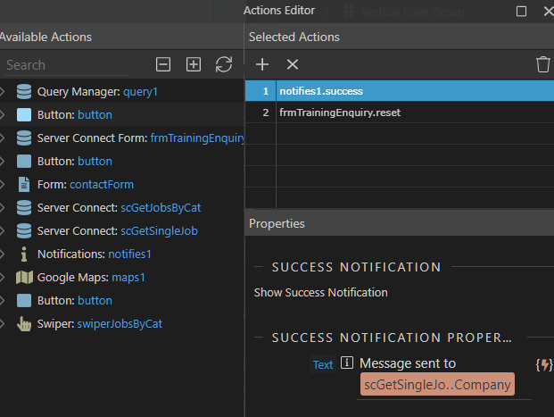 Toasts do not show in Actions Editor - Bugs - Wappler Community