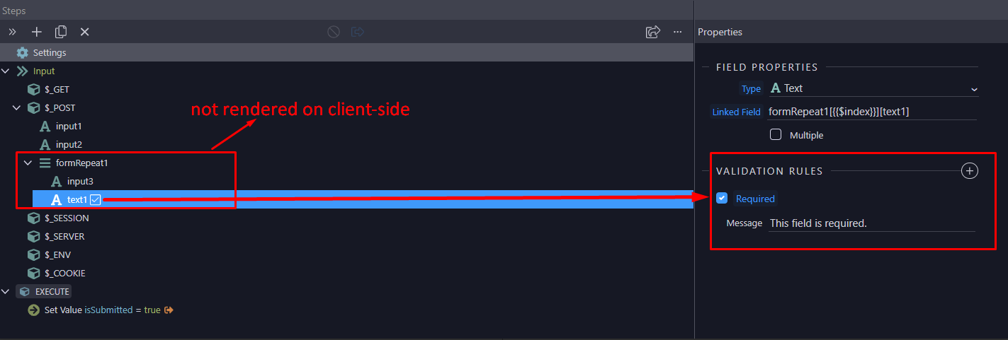 Conditional Validation On Formrepeat Fields Server Side Need Help