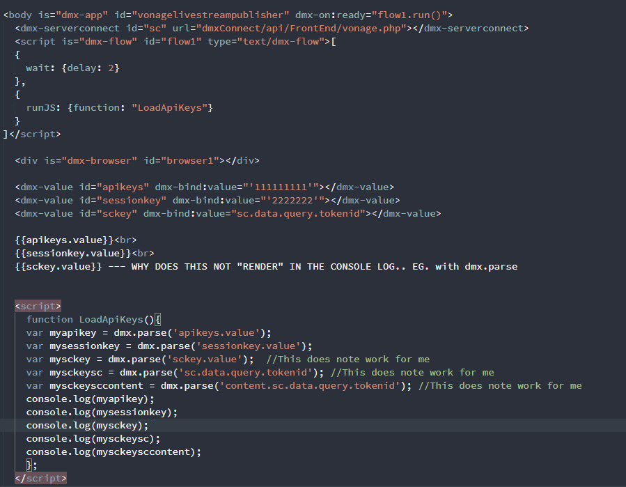 Dmx.parse() - some help please. i have looked at document ready.. flows - Need Help - Wappler ...