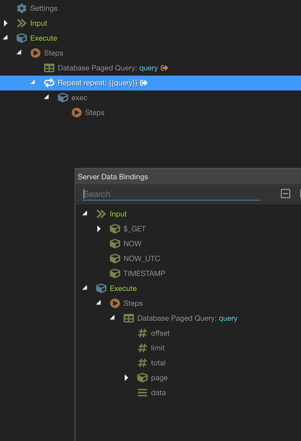 Question Server Action Paged Query Nodejs Does Not Show Selected Columns Need Help