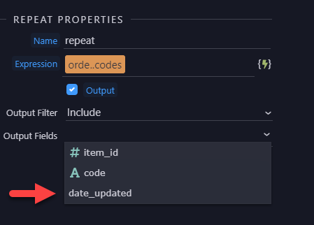 MIssing date icon in Output Fields dropdown of Repeat action - Bugs - Wappler Community